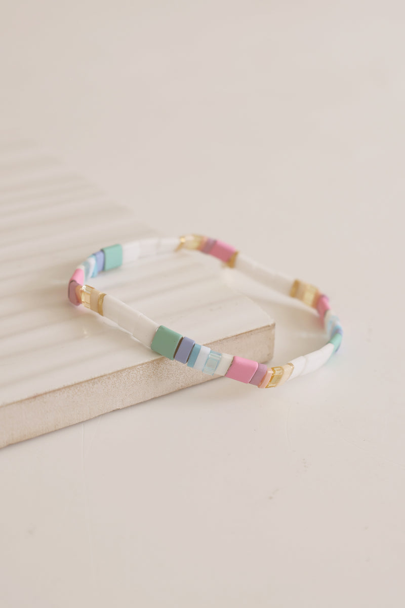 Beaded Chicklet Bracelet Denim – Serefina