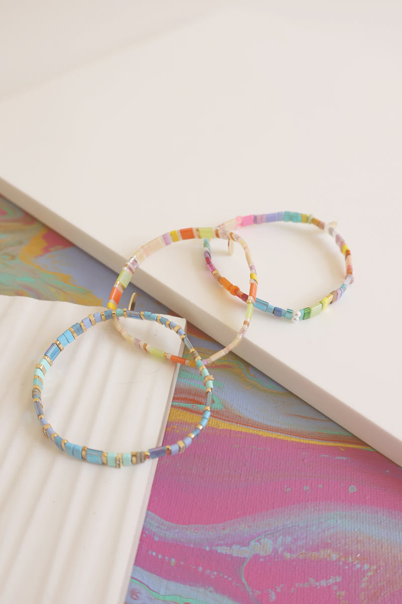 Beaded Chicklet Bracelet Light Blue – Serefina