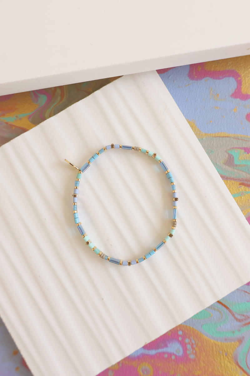 Beaded Chicklet Bracelet Light Blue – Serefina
