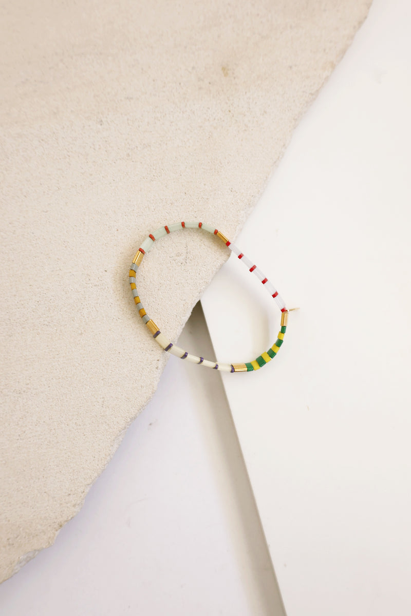 Beaded Chicklet Bracelet Beige – Serefina