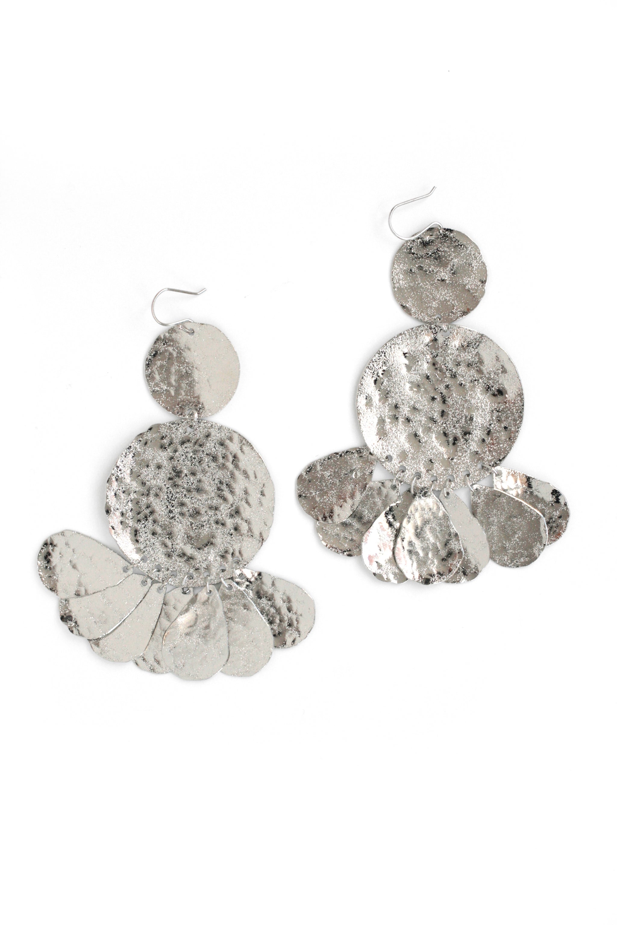 Statement Metal Fringe Earrings - Silver – Serefina